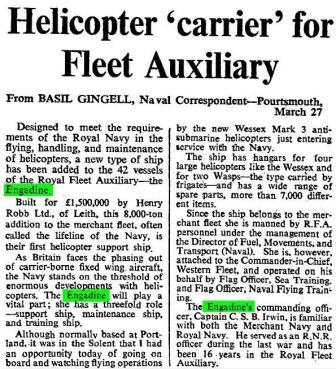 RFA Engadine - Historical RFA