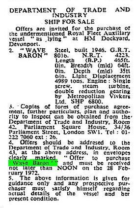 RFA Wave Baron - Historical RFA